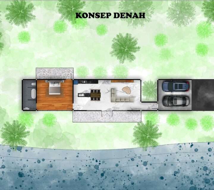 Rendering Denah dengan menggunakan Texture Style dan Watercolor Style ...