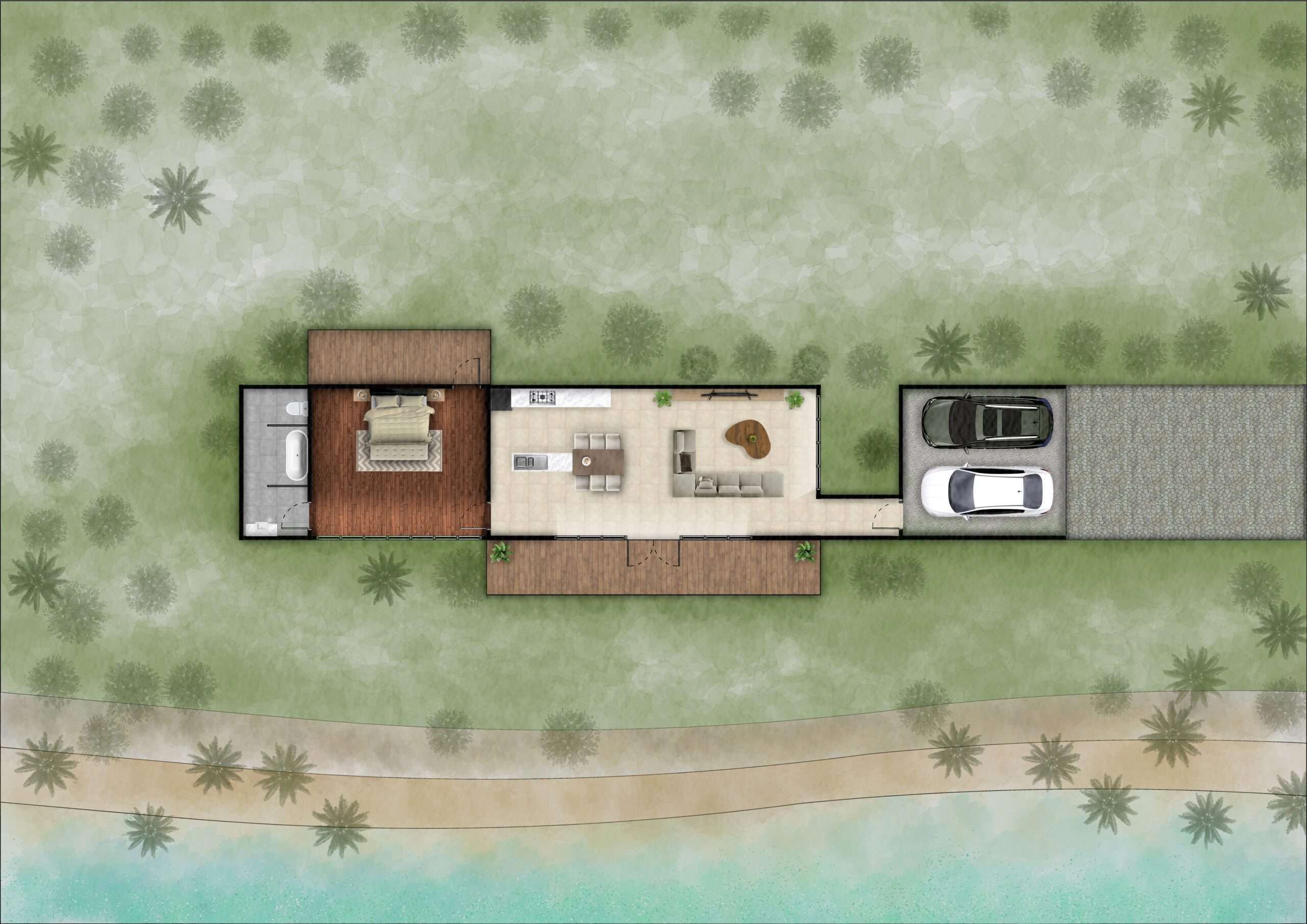 Rendering Denah Rumah dan Villa menggunakan Photoshop dengan Texture ...