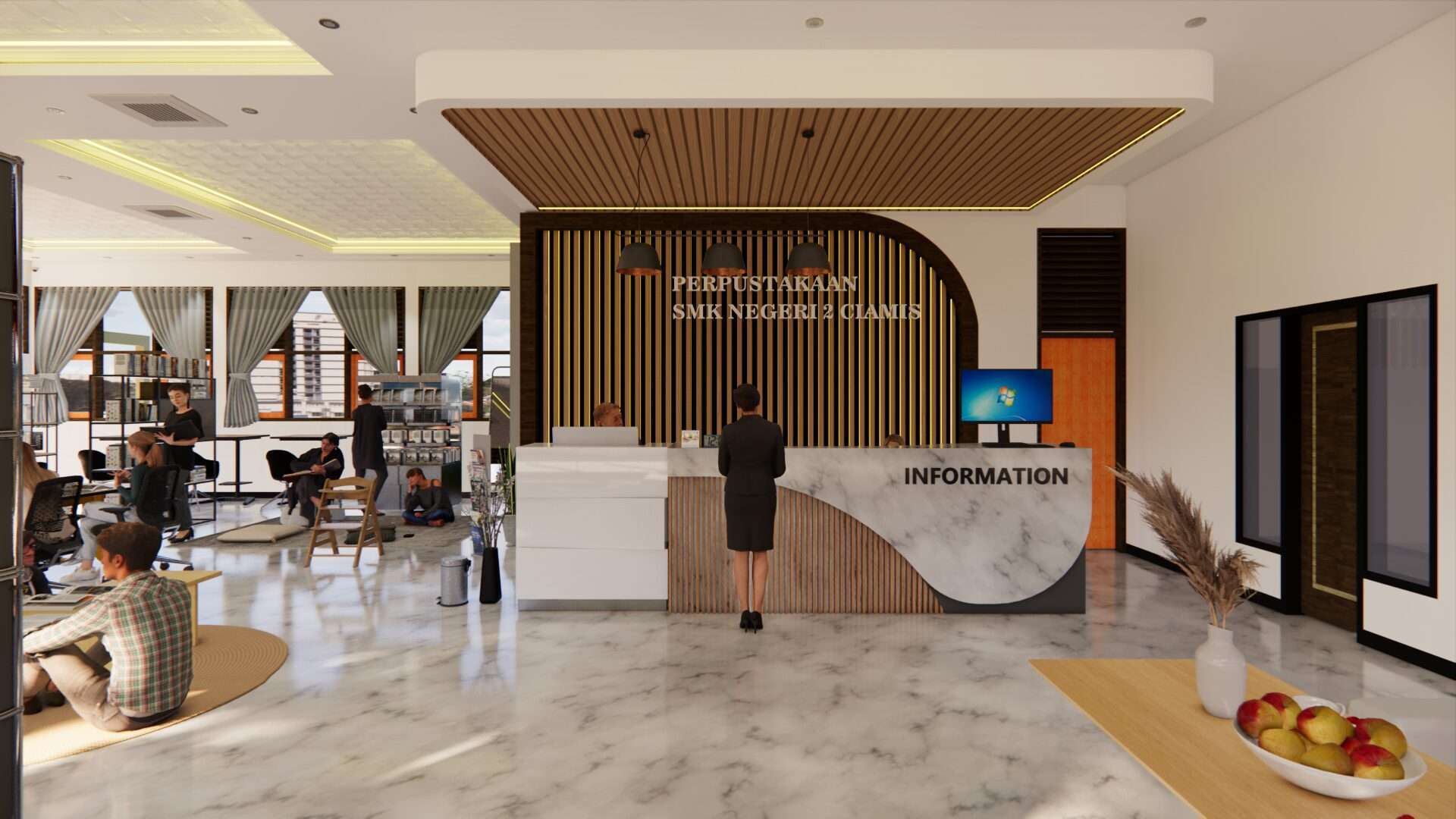 DESAIN INTERIOR PERPUSTAKAAN SMK NEGERI 2 CIAMIS - Arsisten