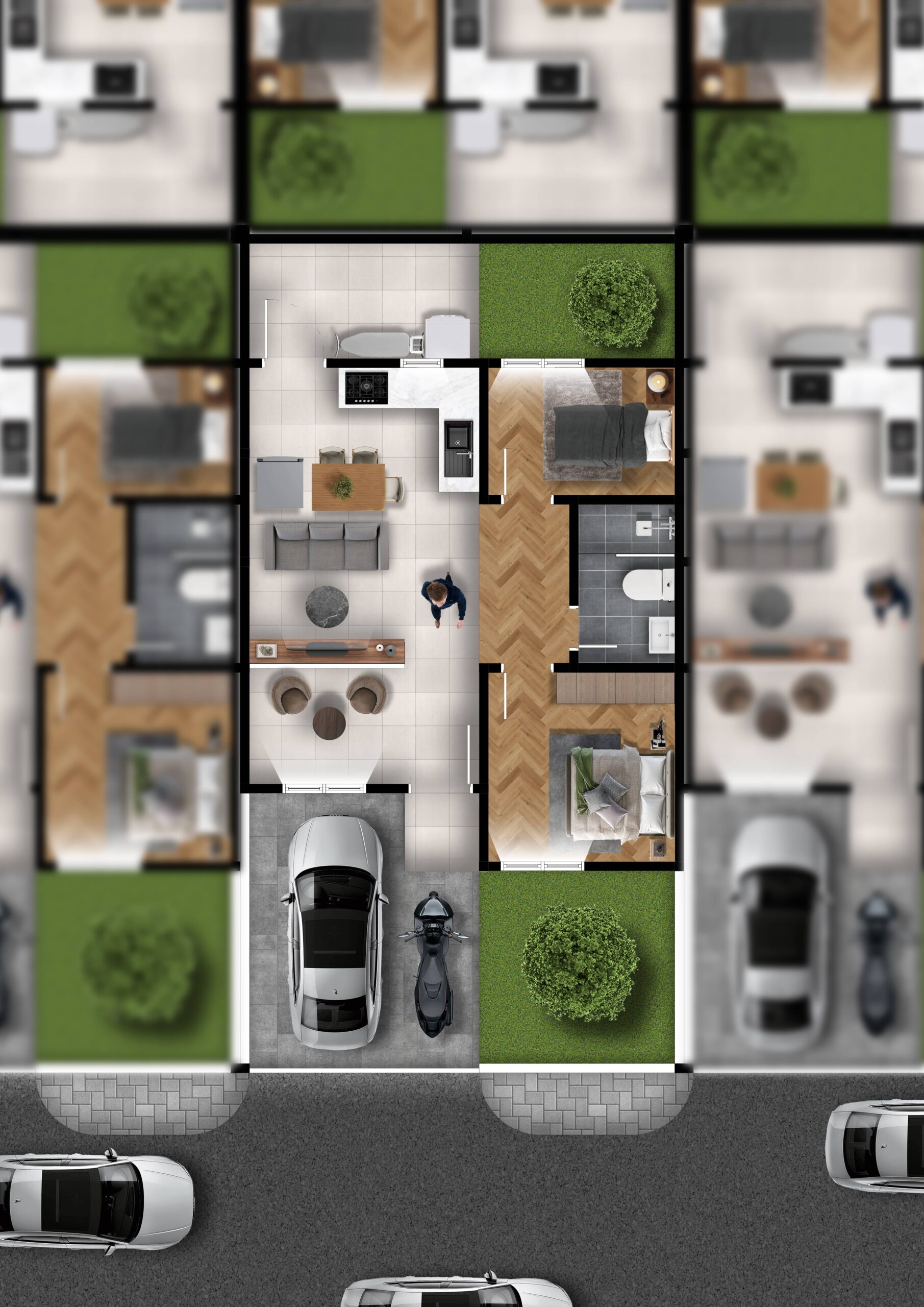 Floor Plan House Render – Texture Style - Arsisten