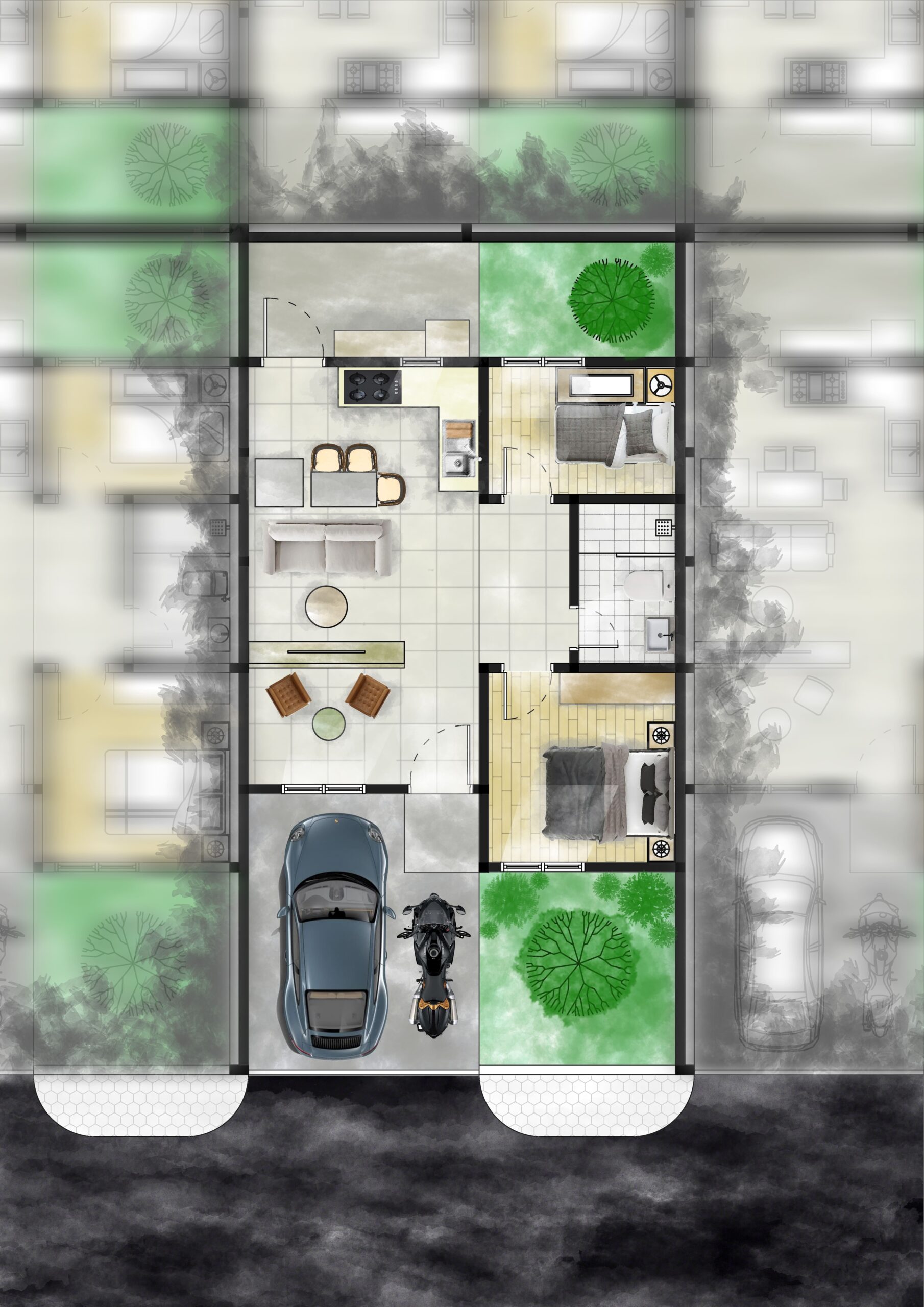 Denah 3d rendering - Arsisten